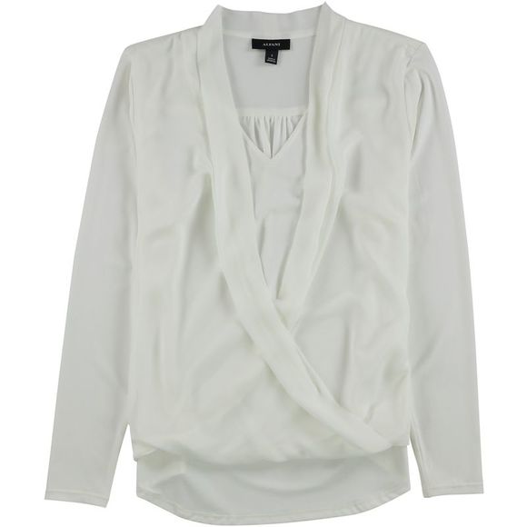 Alfani | Tops | Alfani Womens Ls Knit Blouse White Nwt | Poshmark